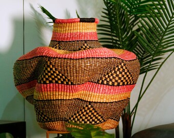 Tall Bolga Wave Basket | Handmade African Basket | Bolga Decorative ...