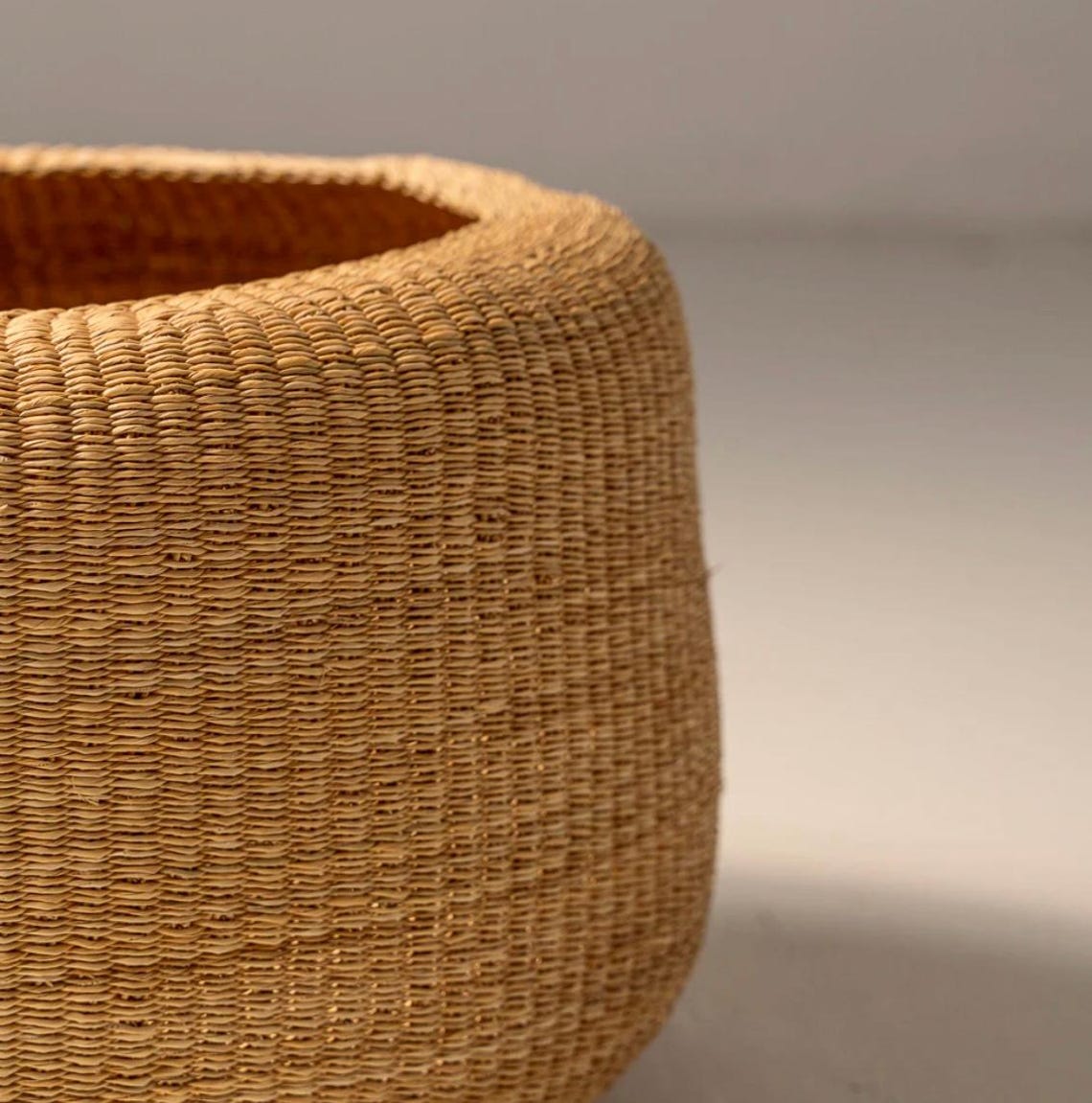 Handwoven Bolga Wide-mouth Plant Pot Basket | Eco-friendly Home Décor ...