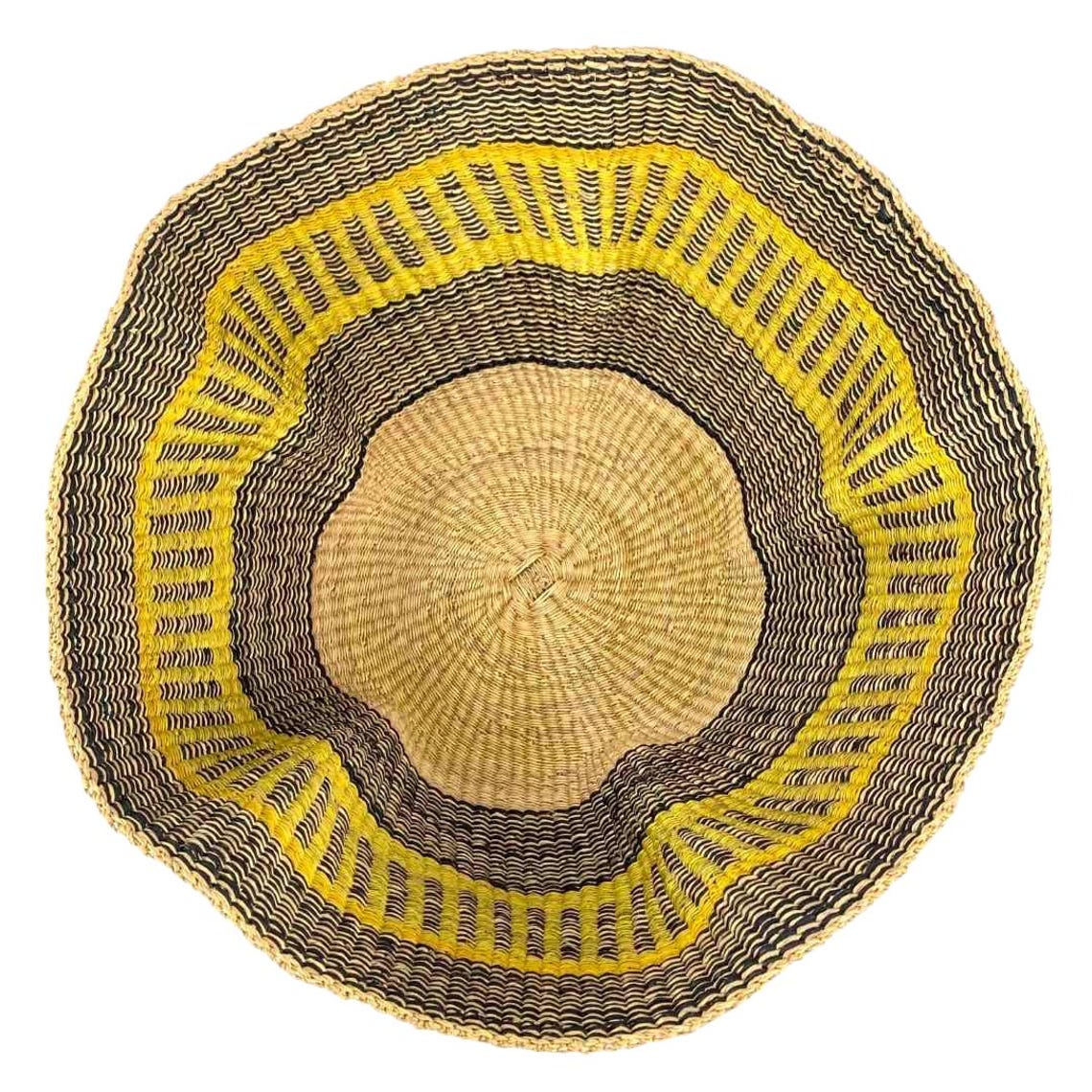 Handwoven Wave Bolga Basket, Elephant Grass, Natural Dyes, Ghana ...