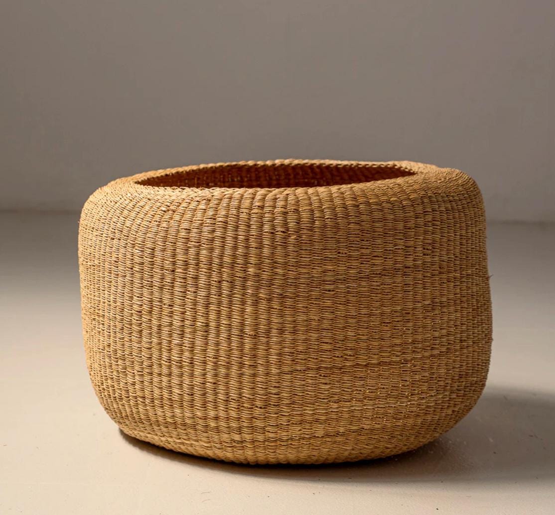 Handwoven Bolga Wide-mouth Plant Pot Basket | Eco-friendly Home Décor ...