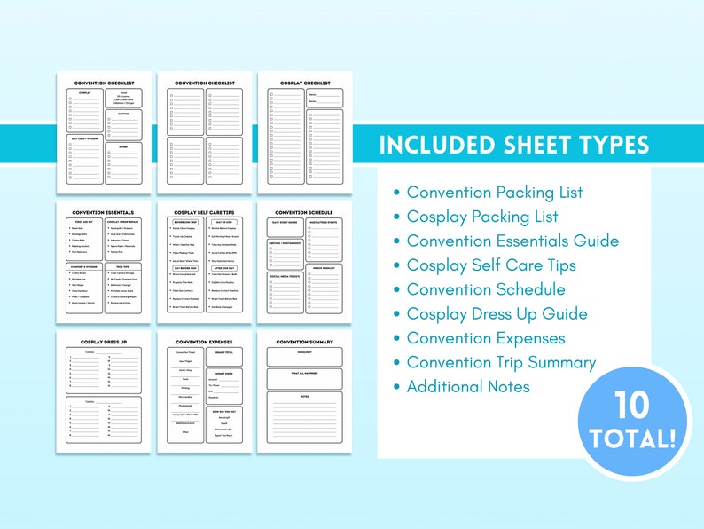 Comic Convention Checklist / Planner | BUNDLE | Minimal | Packing List ...