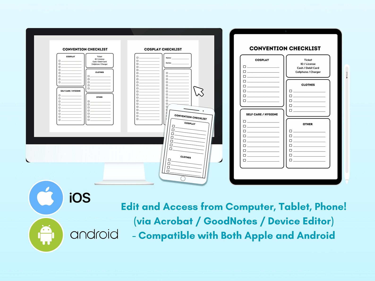 Comic Convention Checklist / Planner | BUNDLE | Minimal | Packing List ...