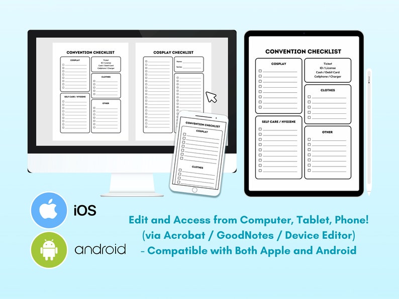 Comic Convention Checklist / Planner | BUNDLE | Minimal | Packing List ...