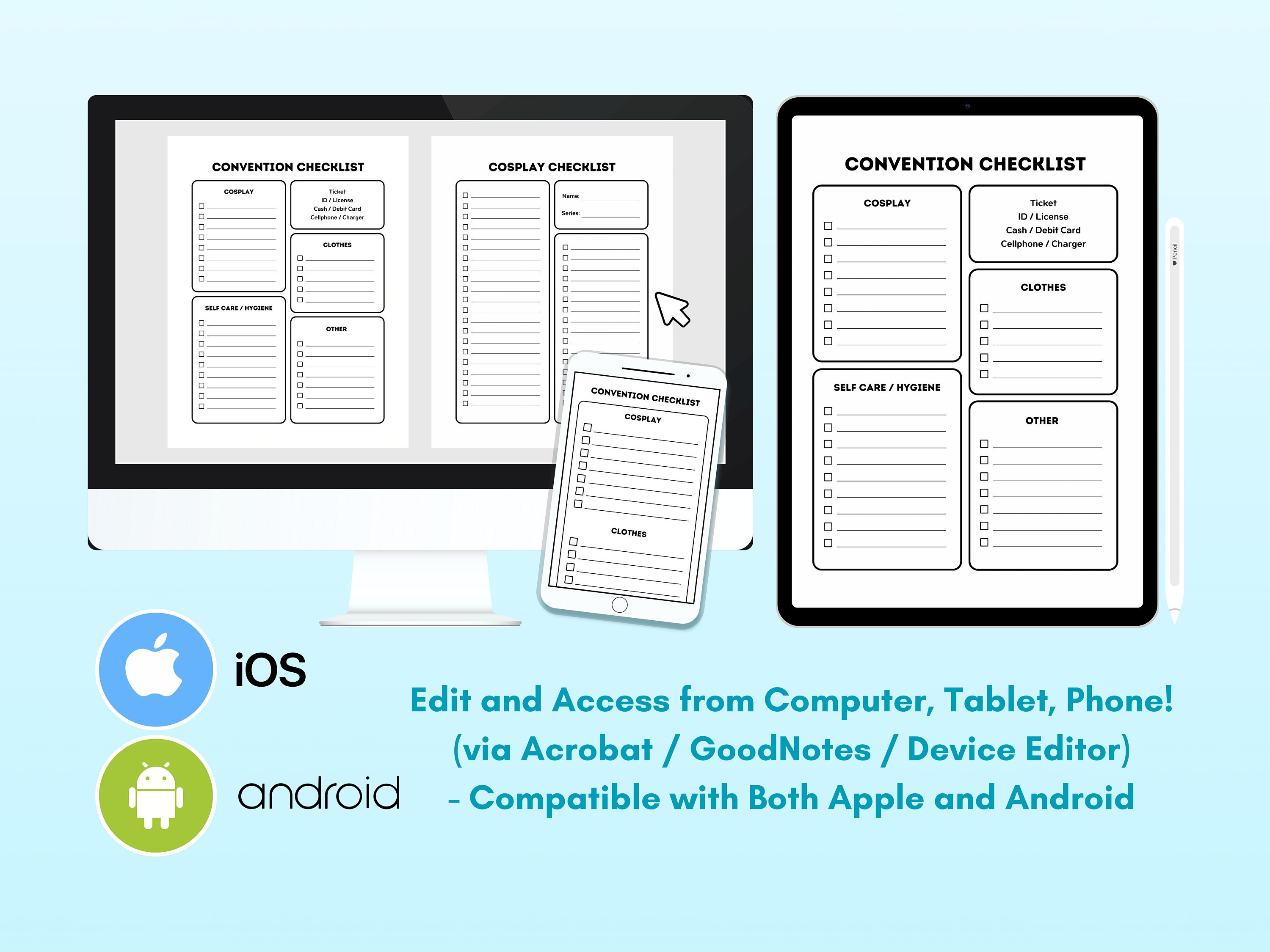 Comic Convention Checklist / Planner | BUNDLE | Minimal | Packing List ...