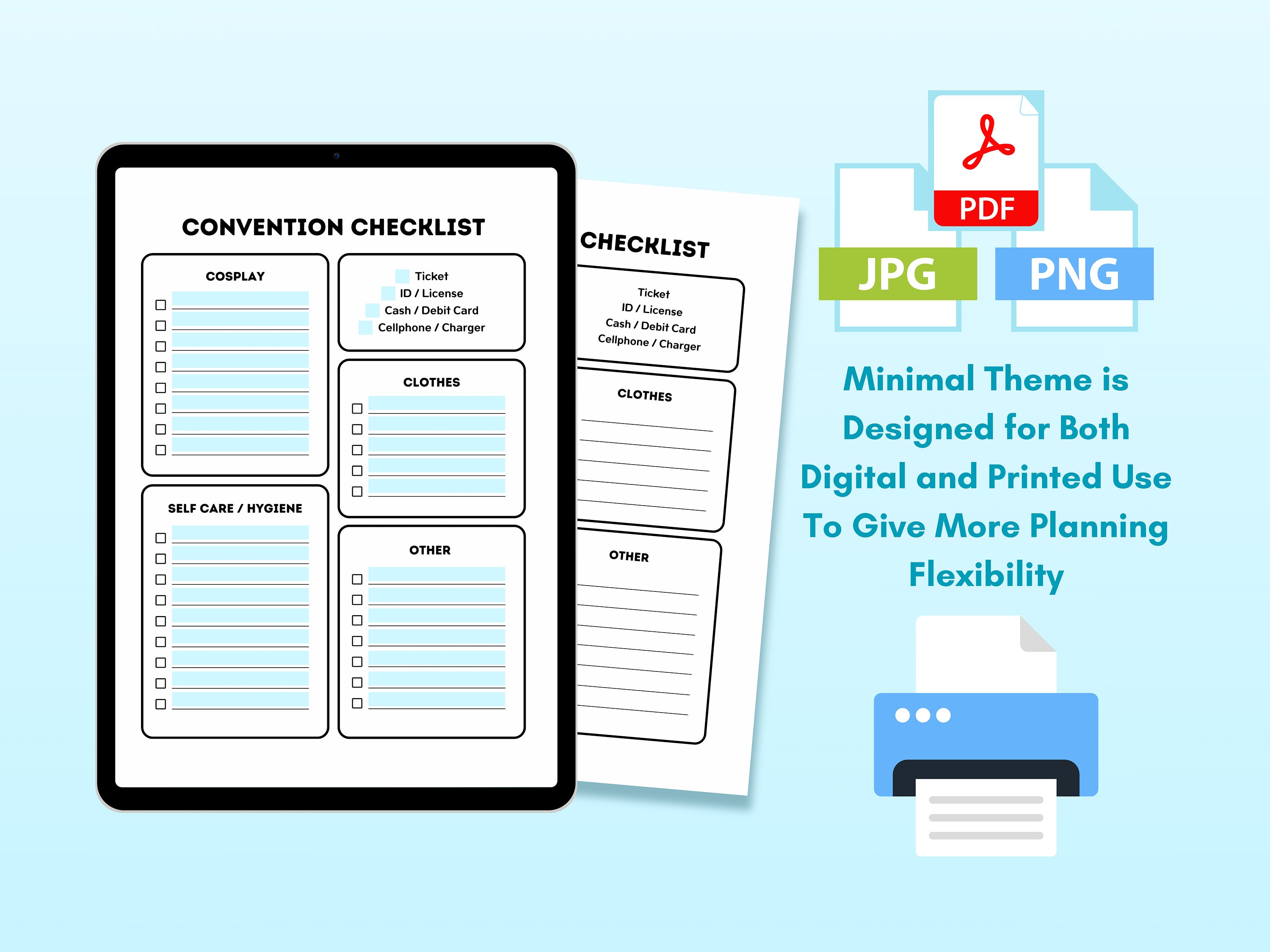 Comic Convention Checklist / Planner | BUNDLE | Minimal | Packing List ...