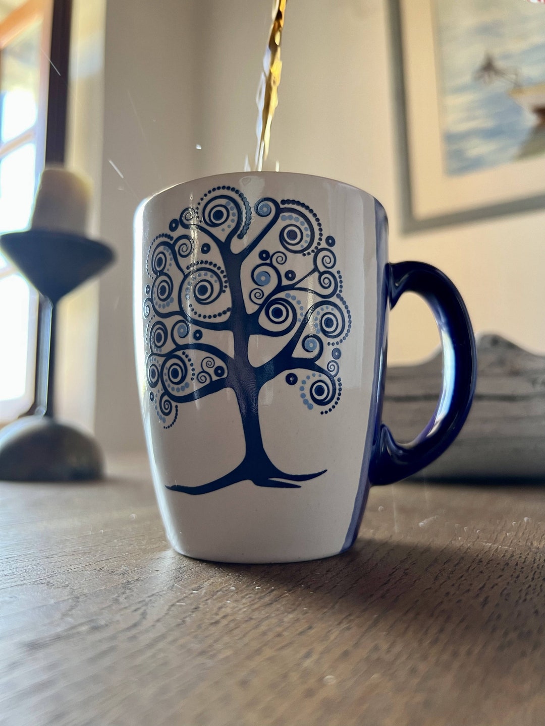 Ancient Tree of Life Handmade Pottery Mug, Engraved Coffee Mug, Ceramic ...