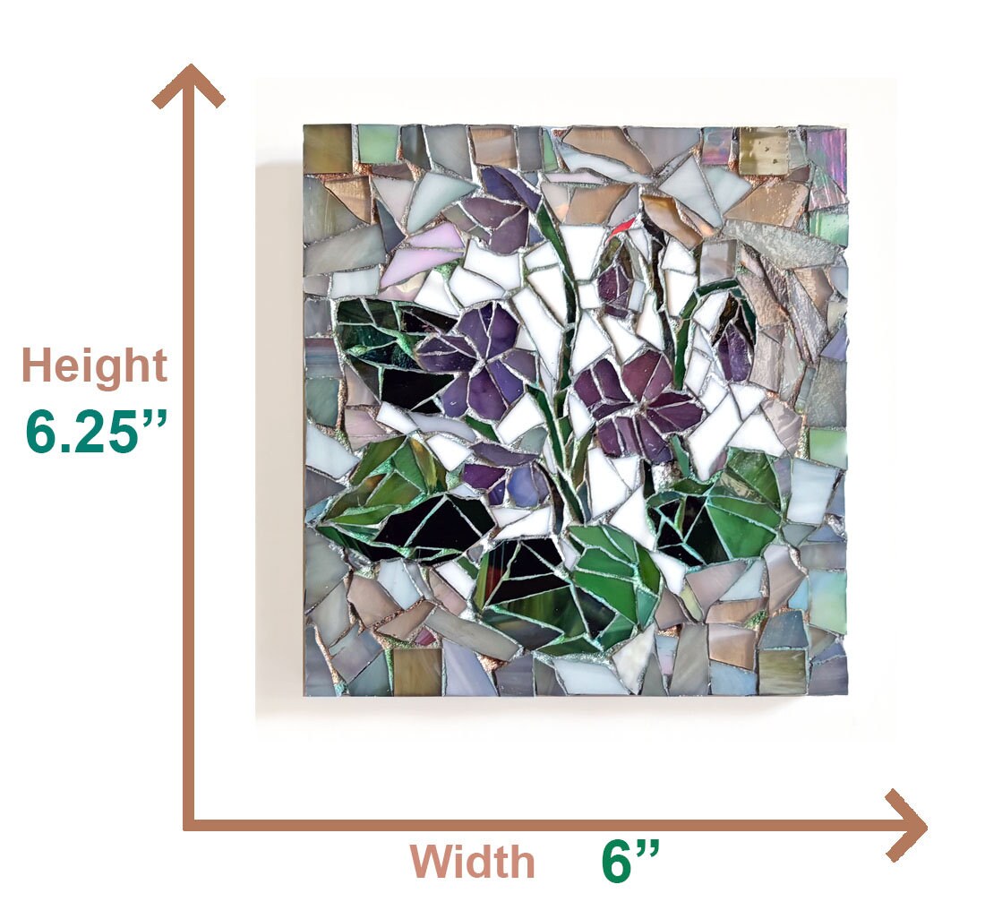 Wild Purple Violets Stained Glass Mosaic Wall Art With Hanging - Etsy