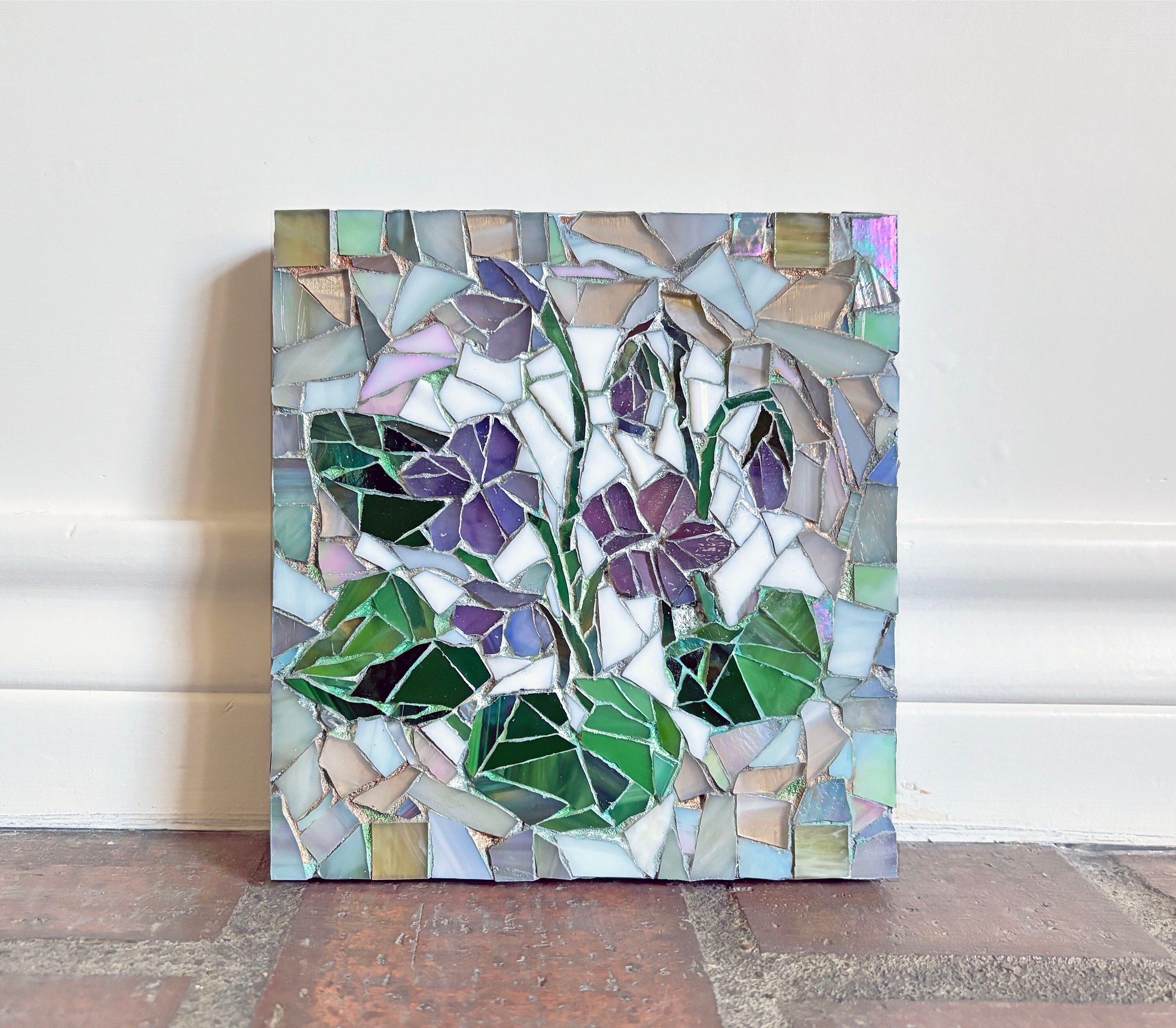 Wild Purple Violets Stained Glass Mosaic Wall Art With Hanging - Etsy