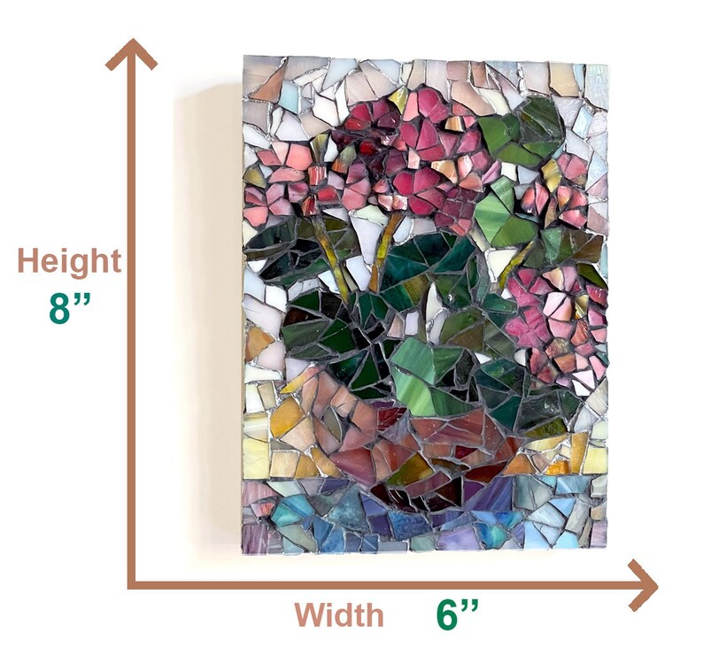 Pink Geraniums in a Terracotta Pot Handmade Stained Glass Mosaic Wall ...