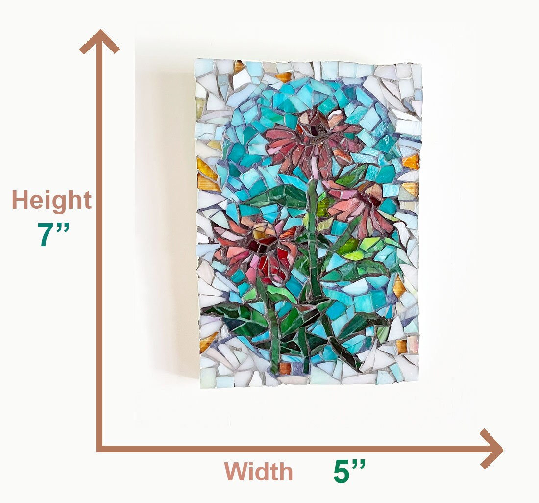 Coneflowers in Vintage Blue Stained Glass Mosaic - Etsy