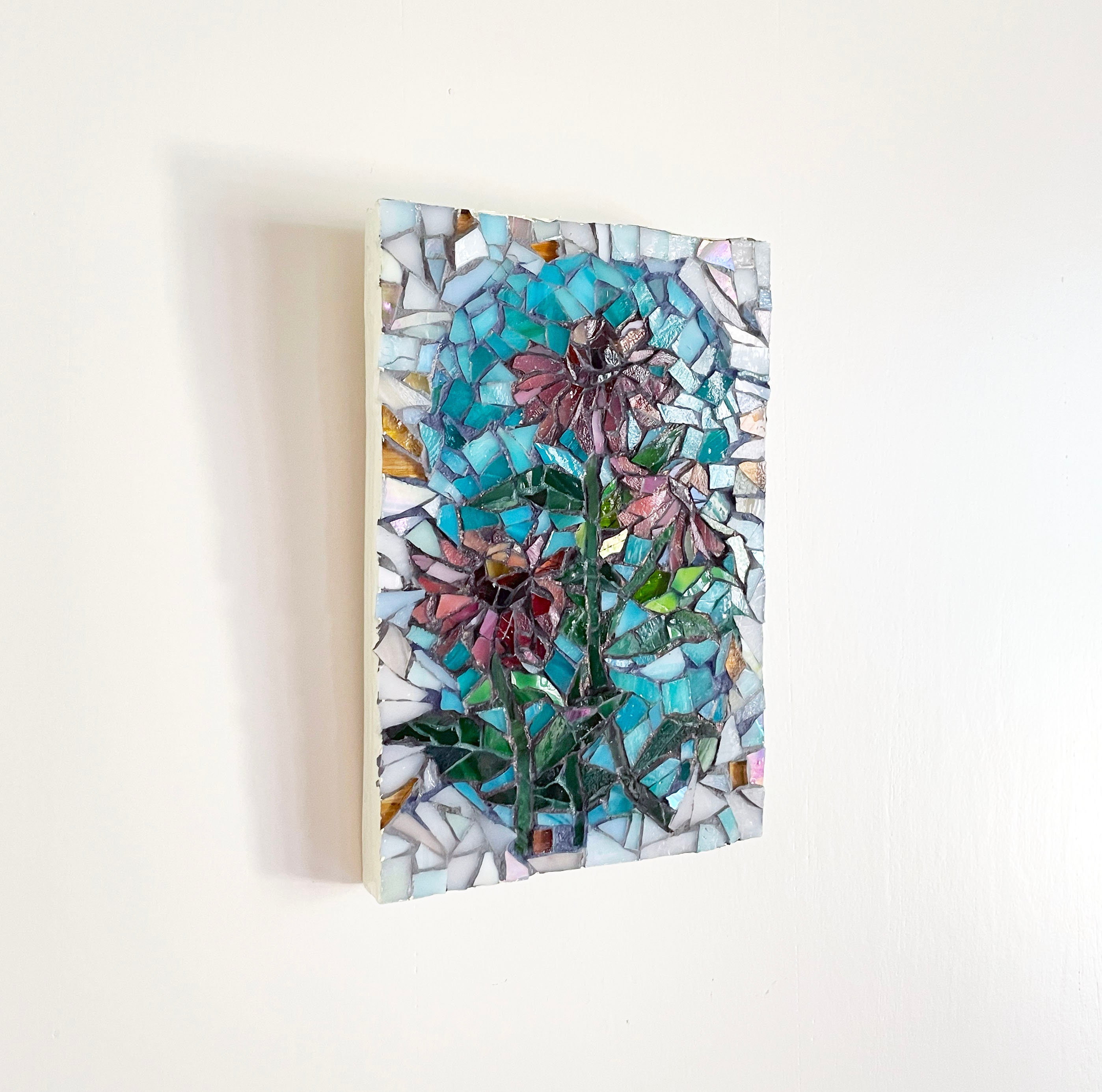 Coneflowers in Vintage Blue Stained Glass Mosaic - Etsy