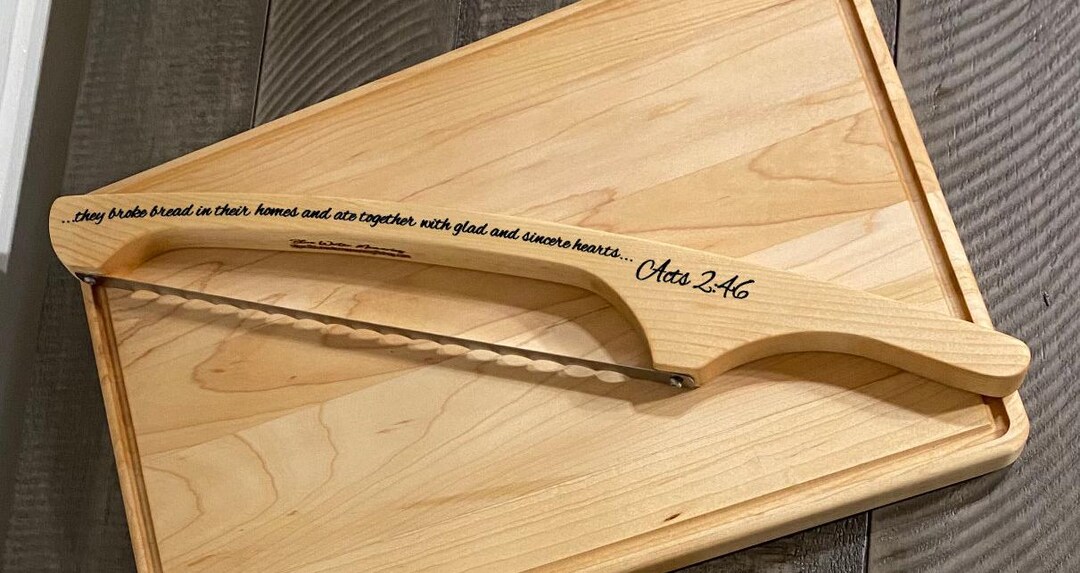 Bread Knife, Bible Verse, Fiddle Bow Bread Knife, Handmade Knife ...