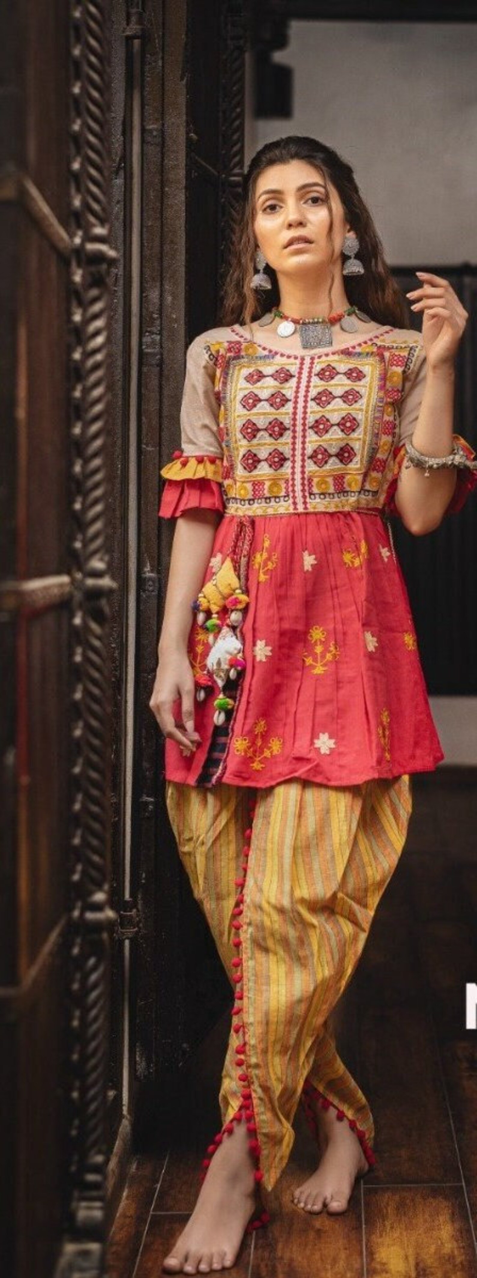 Ethnic Gujarati Style Navratri Wear Pure Khadi Cotton With Beautiful ...