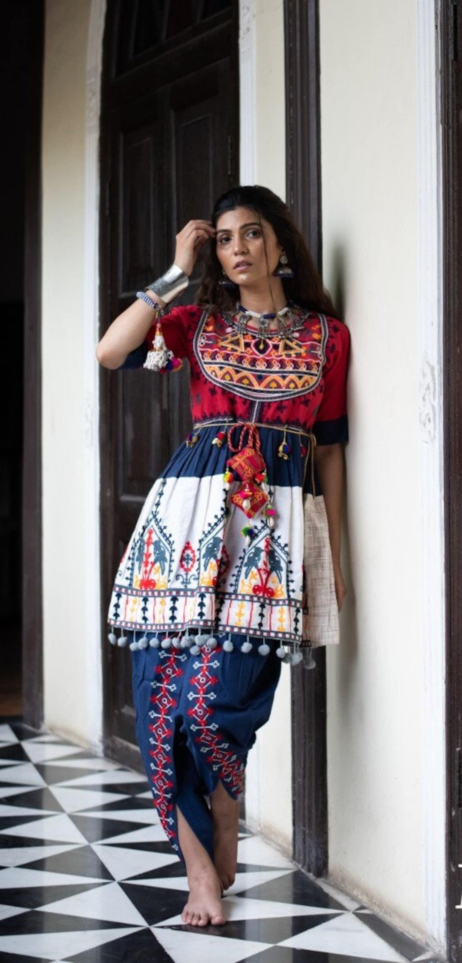 Ethnic Gujarati Style Navratri Wear Pure Khadi Cotton With Beautiful ...