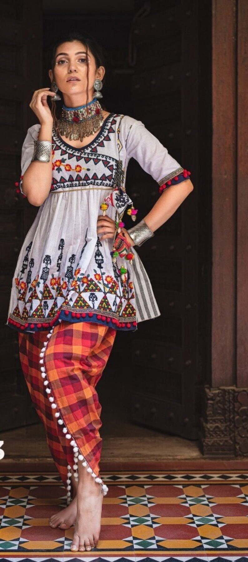 Ethnic Gujarati Style Navratri Wear Pure Khadi Cotton With - Etsy