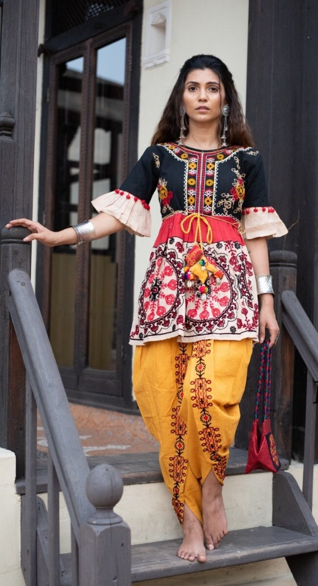 Ethnic Gujarati Style Navratri Wear Pure Khadi Cotton With Beautiful ...