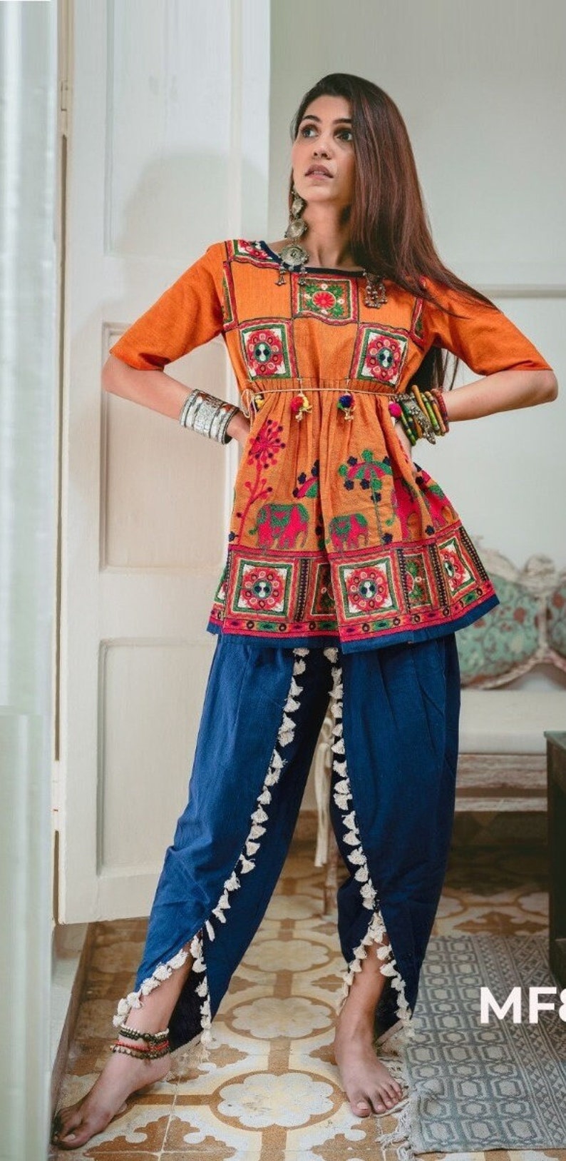 Ethnic Gujarati Style Navratri Wear Pure Khadi Cotton With Beautiful ...