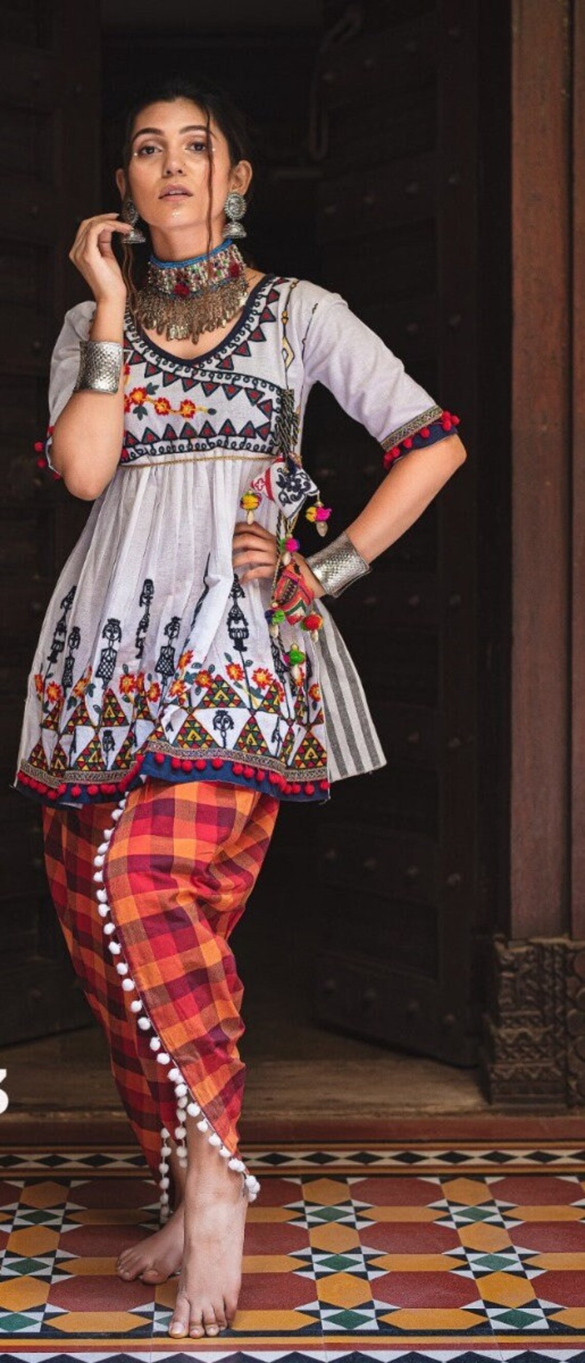 Ethnic Gujarati Style Navratri Wear Pure Khadi Cotton With Beautiful ...