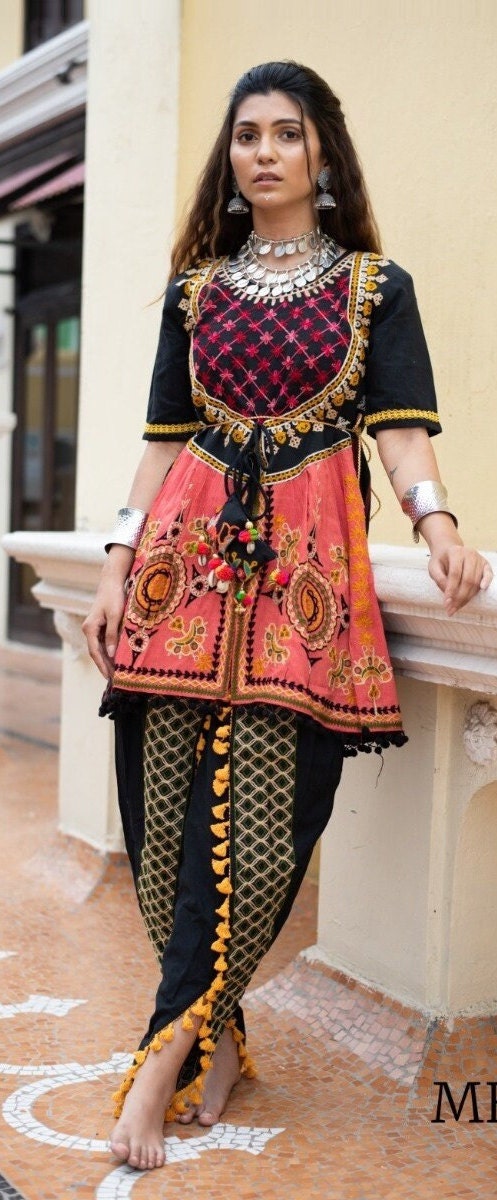 Ethnic Gujarati Style Navratri Wear Pure Khadi Cotton With Beautiful ...