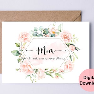 PRINTABLE Mother's Day Card / Mom Thank You for - Etsy