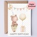 Printable Birthday Card / Happy Birthday Card / Cute Bear With Cake and ...