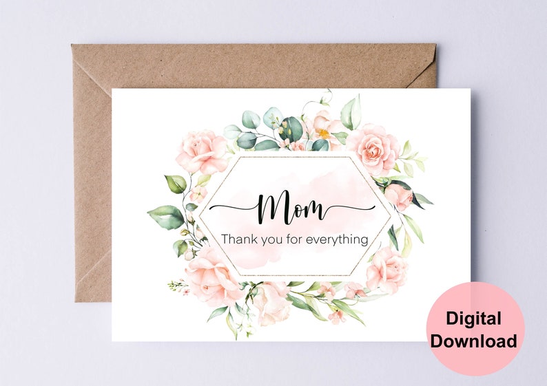 PRINTABLE Mother's Day Card / Mom Thank You for - Etsy