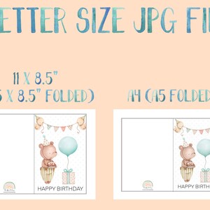 Printable Birthday Card / Happy Birthday Card / Cute Bear With Cake and ...