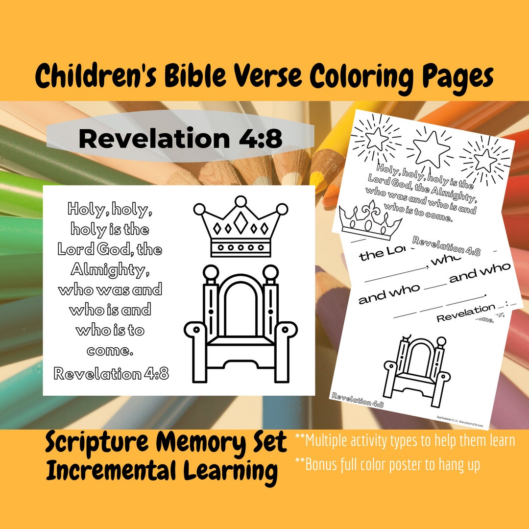 Revelation 4:8 Bible Verse Scripture Memory Coloring Page Set for ...