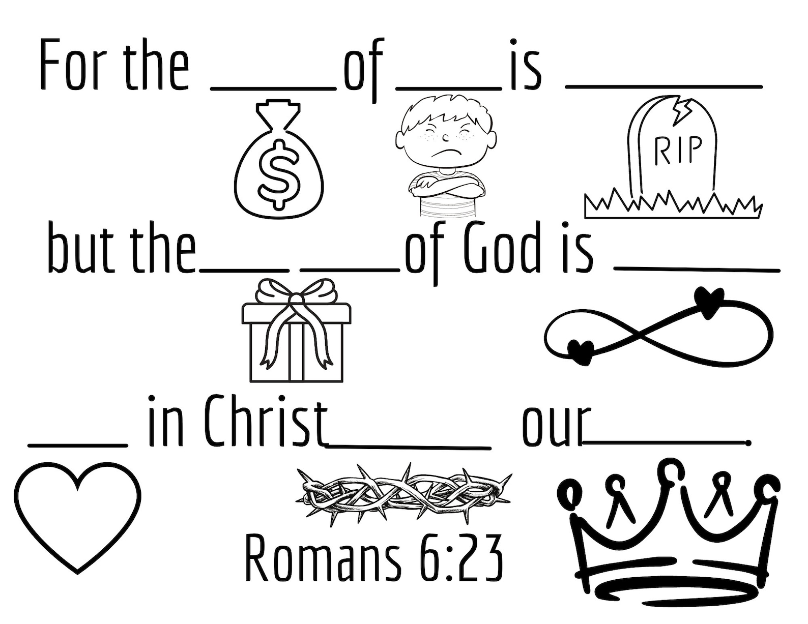 Romans 6:23 Bible Verse Scripture Memory Coloring Page Set for - Etsy