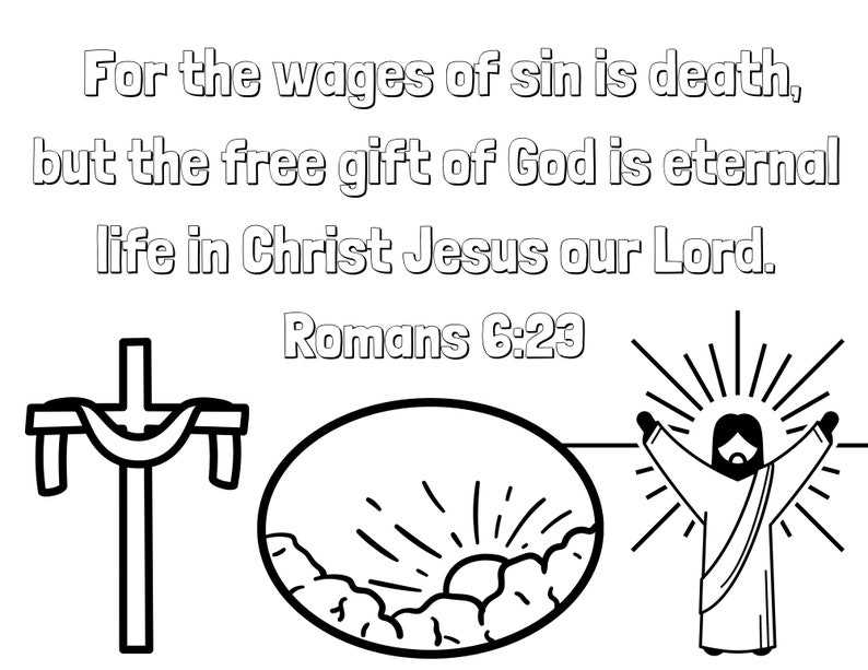 Romans 6:23 Bible Verse Scripture Memory Coloring Page Set for - Etsy
