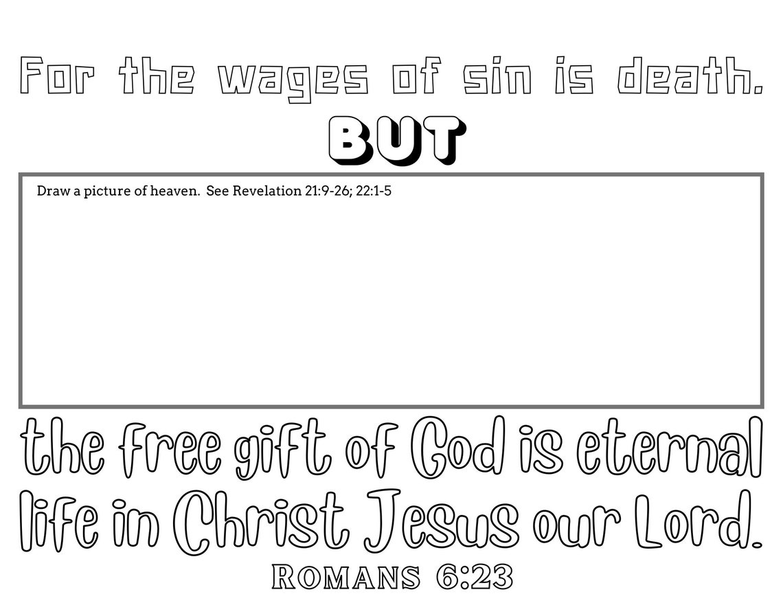 Romans 6:23 Bible Verse Scripture Memory Coloring Page Set for - Etsy