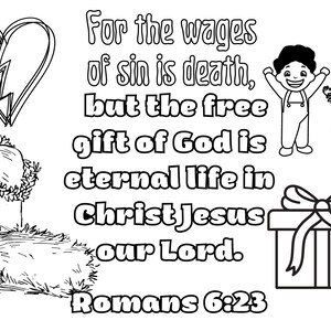Romans 6:23 Bible Verse Scripture Memory Coloring Page Set for - Etsy