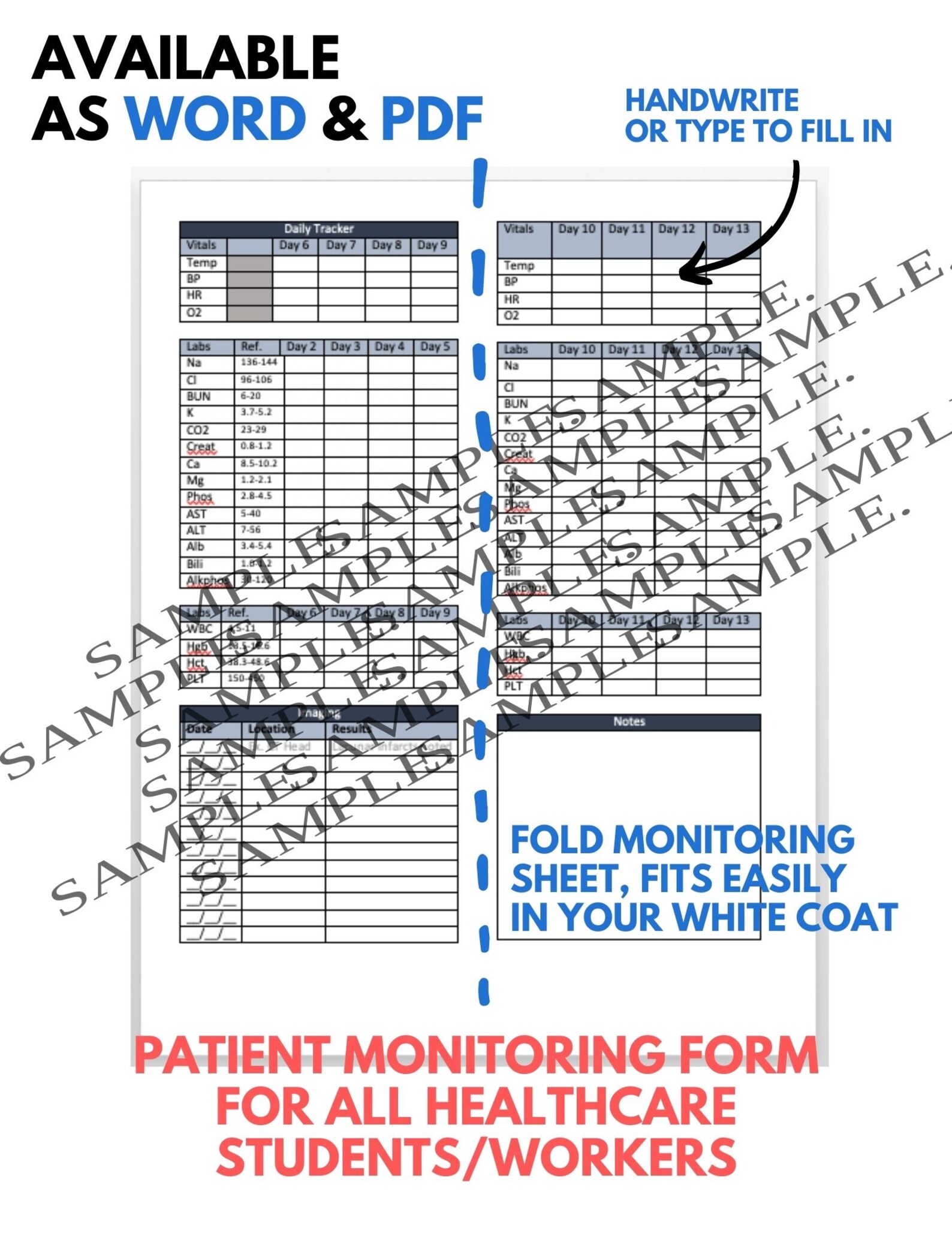 Hospital Clinical Rotation Patient Monitoring Form | Critical Care ...