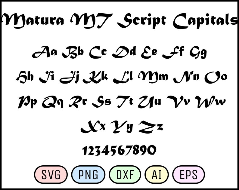 Matura MT Script Capitals Font Svg Png Ai Eps Dxf - Etsy Schweiz