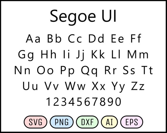Segoe UI Regular Font Svg Png Ai Eps Dxf Alphabet/font - Etsy Norway