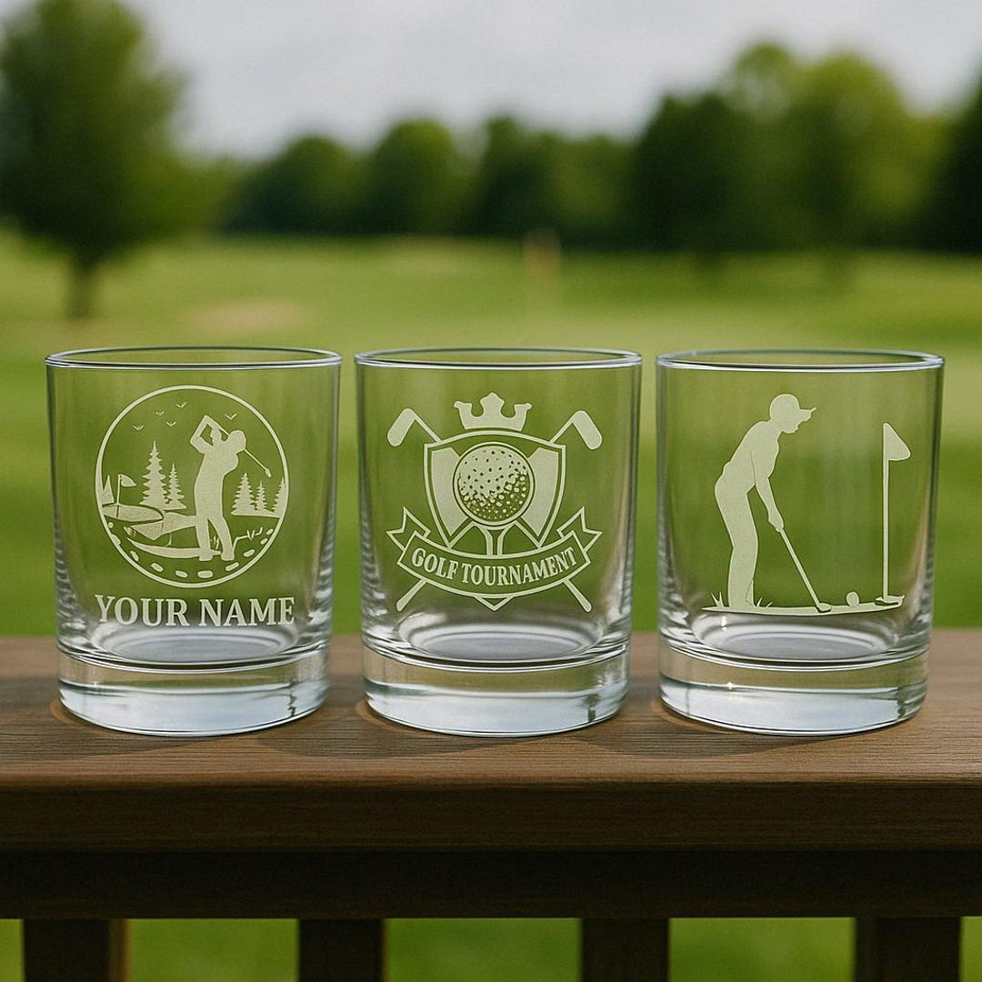 Custom Golf Whiskey Glass | Etched Whiskey Cup for Golfers | Father’s ...