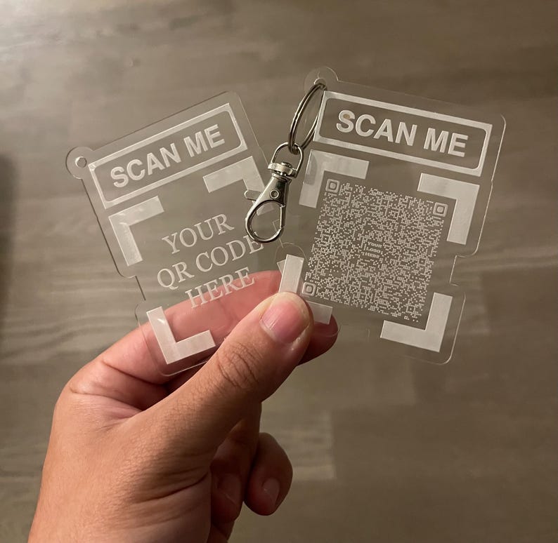 Custom Acrylic QR Code Keychain Scan Me Personalized Engraved Key Tag ...