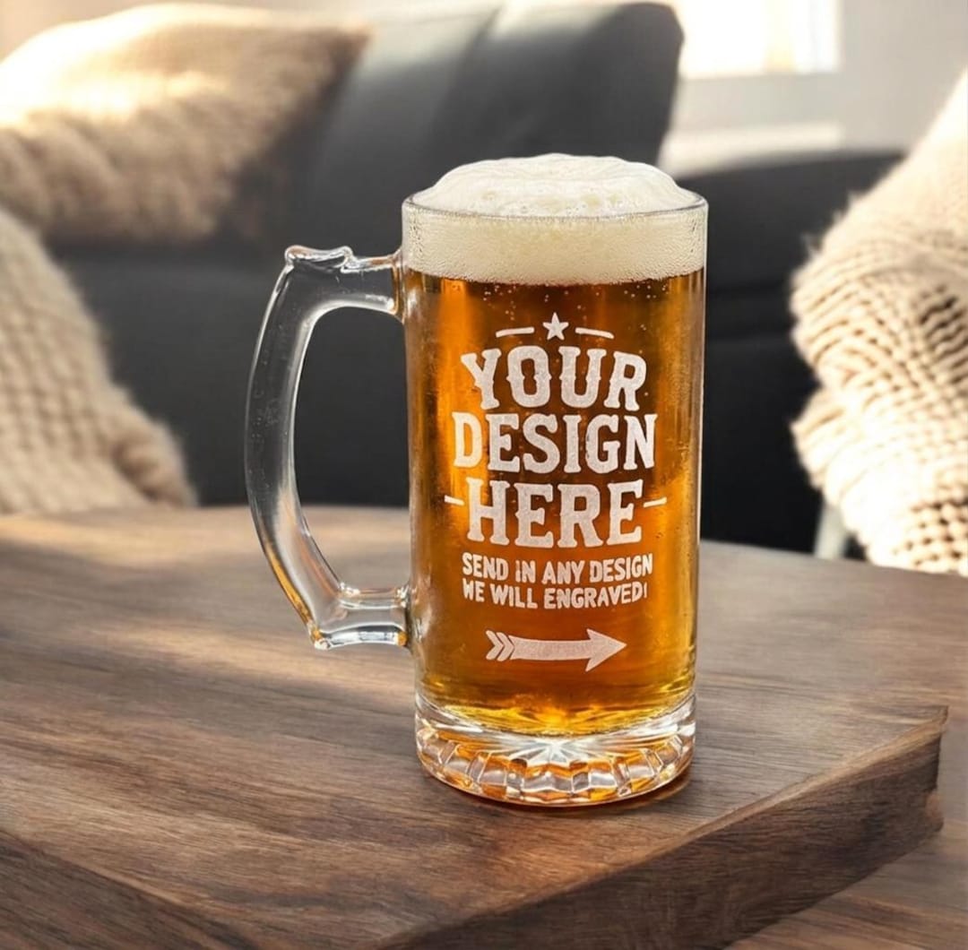 Custom Beer Glass - Personalized Photo, Logo or Text Engraved Mug - Etsy