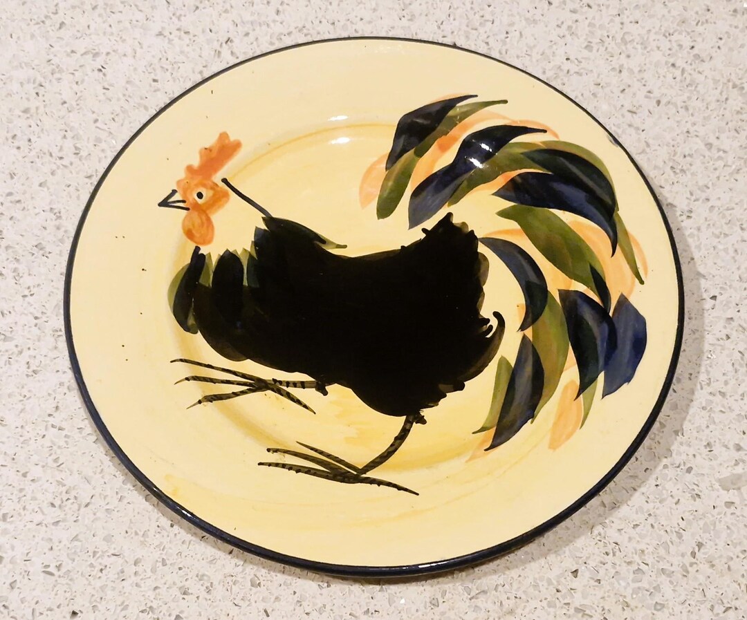 Vintage Suzanne Katkhuda Hand Painted & Signed Plate Rooster England 8. ...