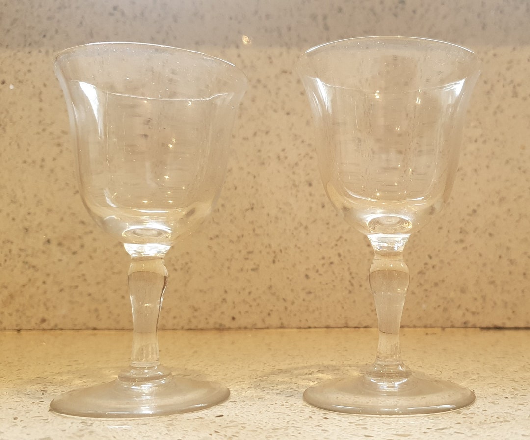 Pair of Vintage Sherry Glasses, Clear Glass Sherry Glasses, Small ...