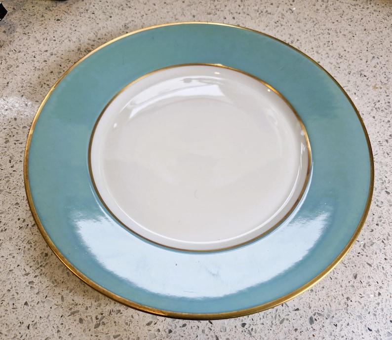 Harrods Limoges Lege Plates: Hand-painted 22k Gold, Blue & White (22cm ...
