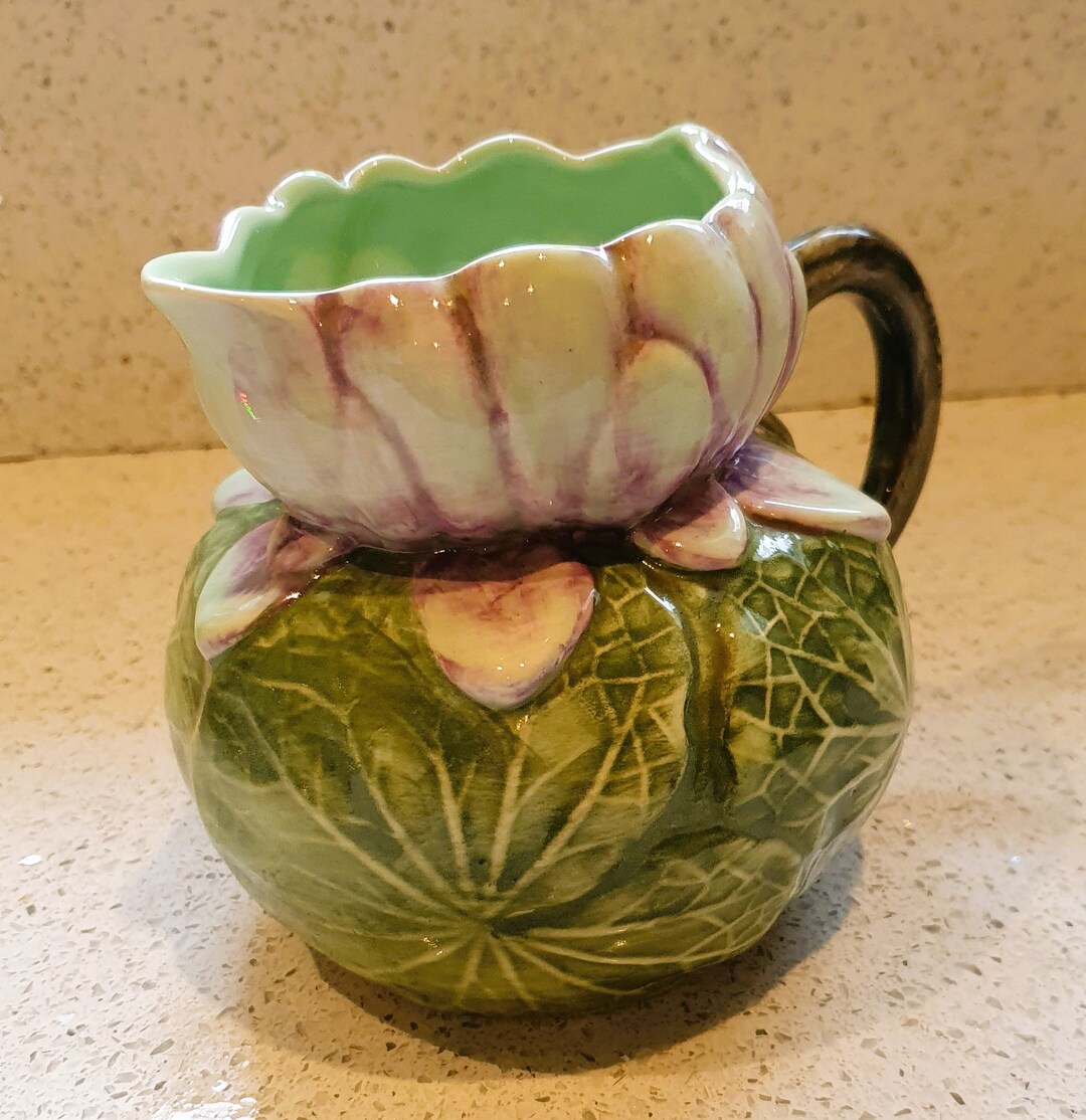 Shorter & Son, Majolica Pitcher, Majolica Jug, Water Lilly, Hand ...