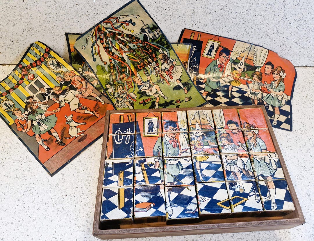 Vintage Block Jigsaw Puzzle, Antique Children's Toy, 1930s-1940s - Etsy