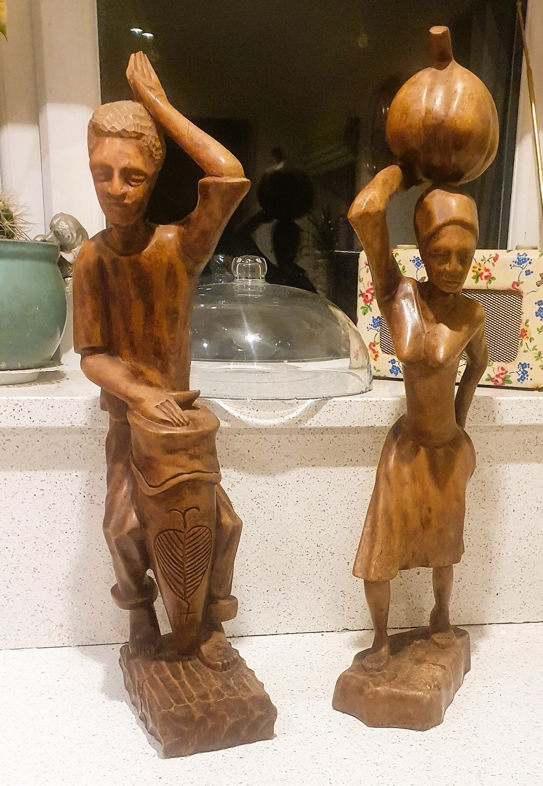 Hand Carved African Wood Sculptures, Hand Carved, Hand Made, Man and ...