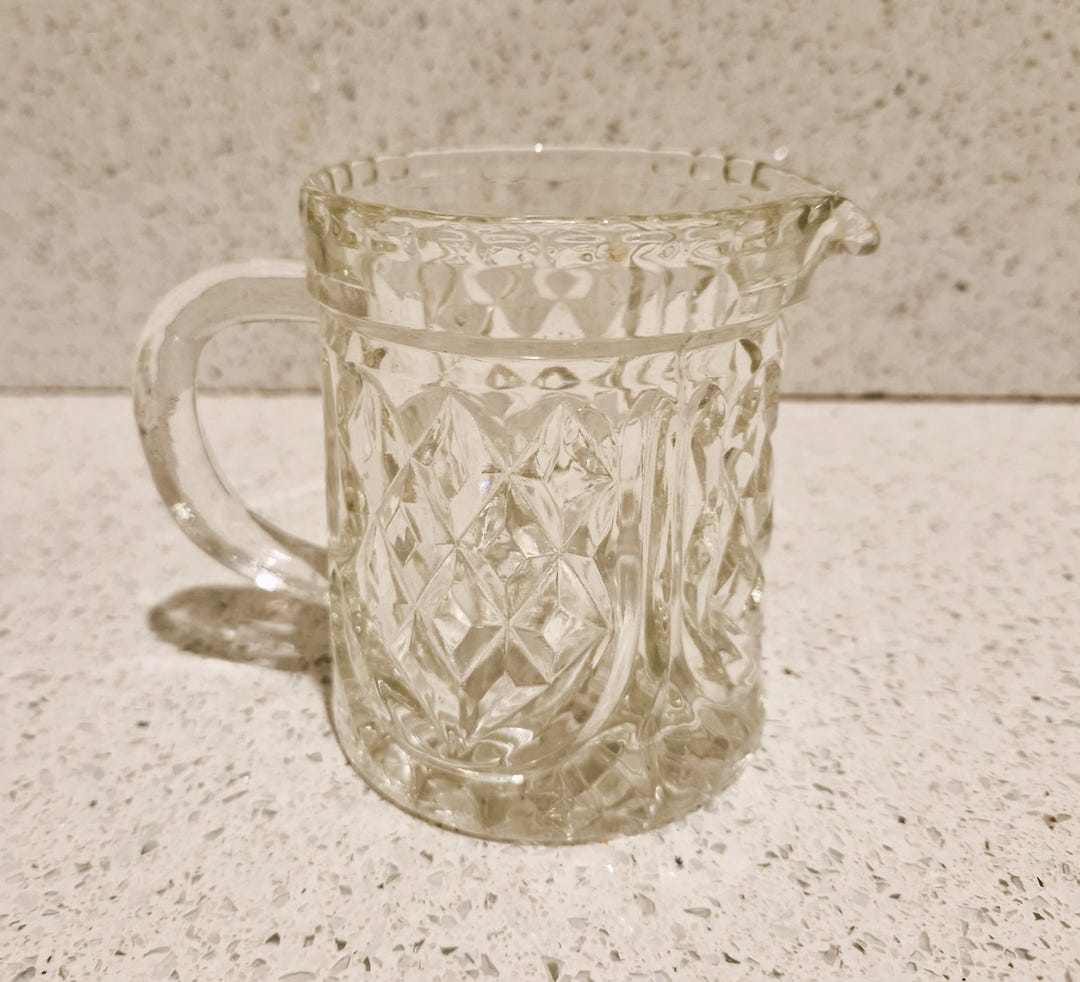 Vintage Diamond Patterned Glass Creamer: Mid-century Milk Jug - Etsy