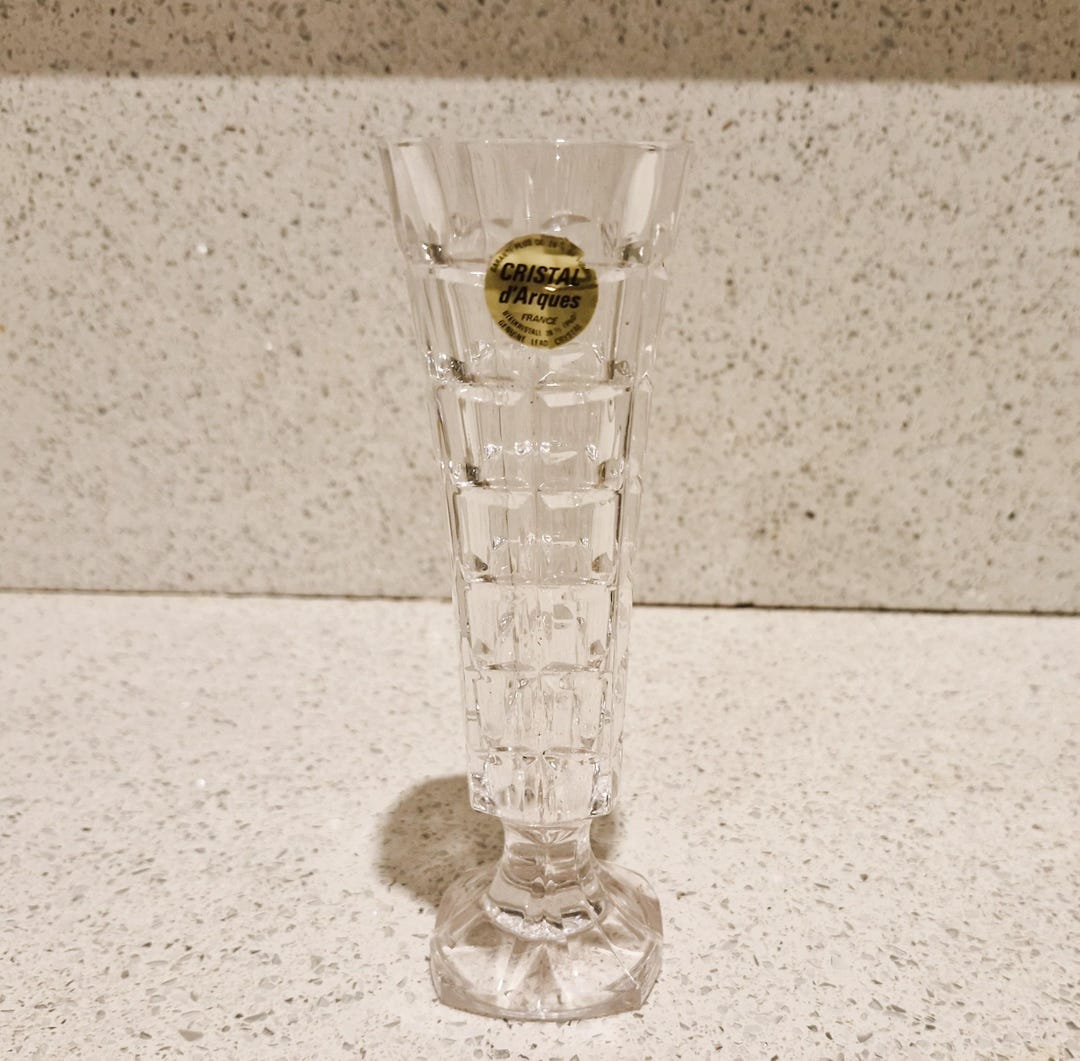 Vintage Cut Crystal Flower Vase - Trumpet Flared Glass, 7 Inches - Etsy