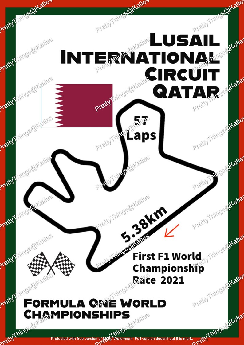 Qatar F1 Track, F1 Track Outline, Lusail International Circuit, F1 ...