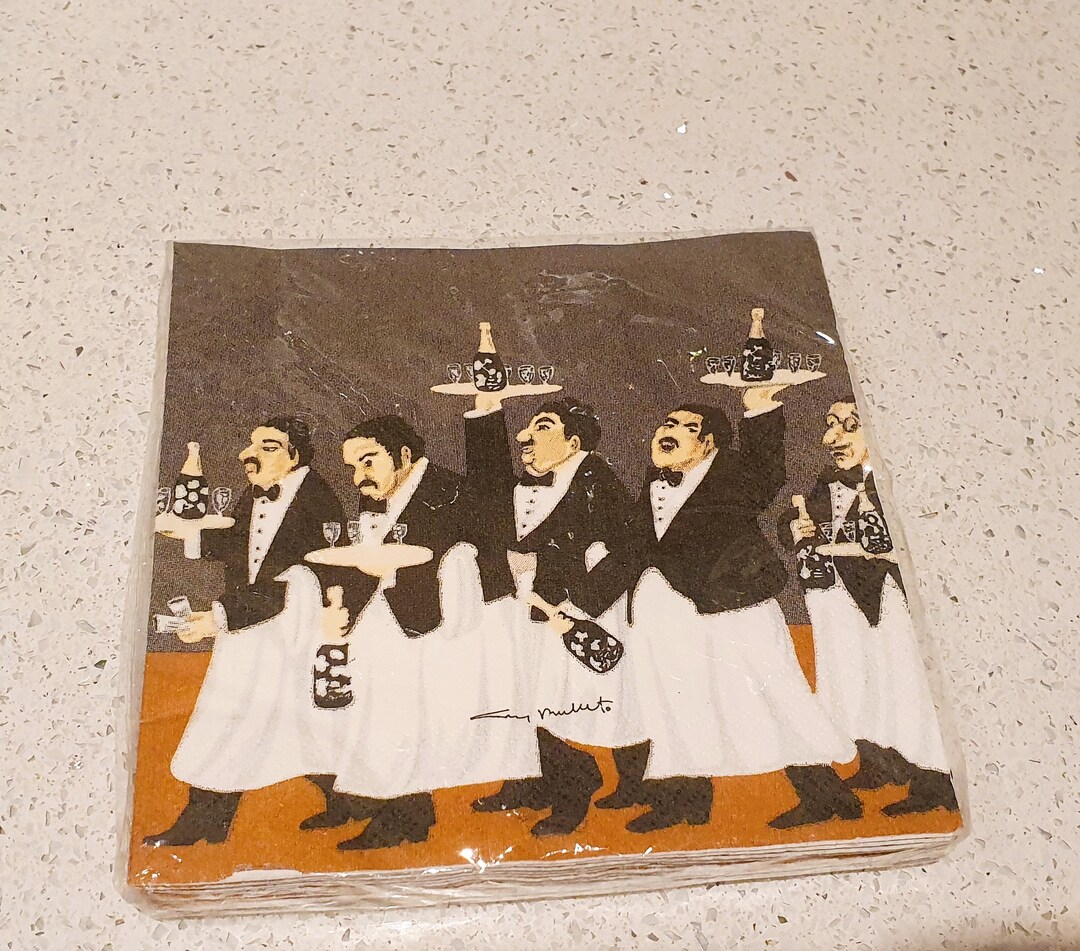 Vintage Guy Buffet Napkins: Waiter Cavalcade, Chef Brigade, Original ...