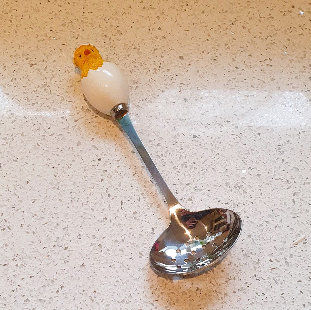 Vintage Sagaform Cracked Egg, Slotted Spoon Serving Spoon, Chick in an ...