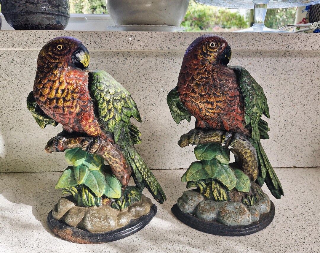 Vintage Cast Iron Parrot Door Stop - Mid-century Decor - Etsy